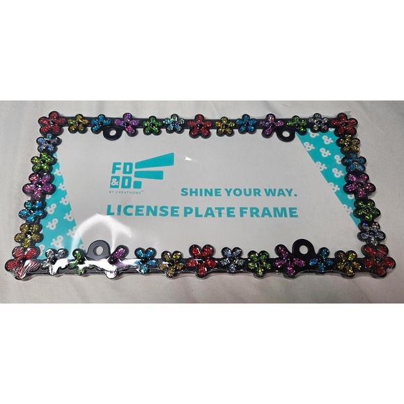 Accents | License Plate Frame Colorful Sparkly Flower Hippie Boho New ...